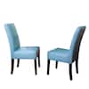 Noble House Pertica Teal Blue T-Stitch Dining Chairs (Set of 2) 167 ...