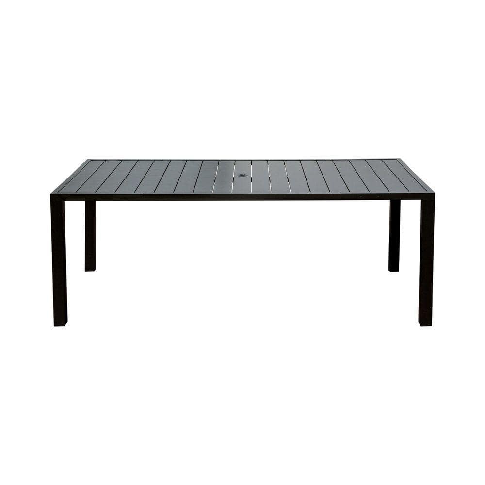 Zeus & Ruta Brown Rectangular Metal Outdoor Dining Table with Extension ...