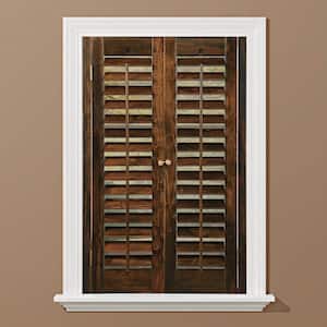 HOME basics Walnut 2-1/4 in. Plantation Real Wood Interior Shutter 29 to 31 in. W x 24 in. L ...
