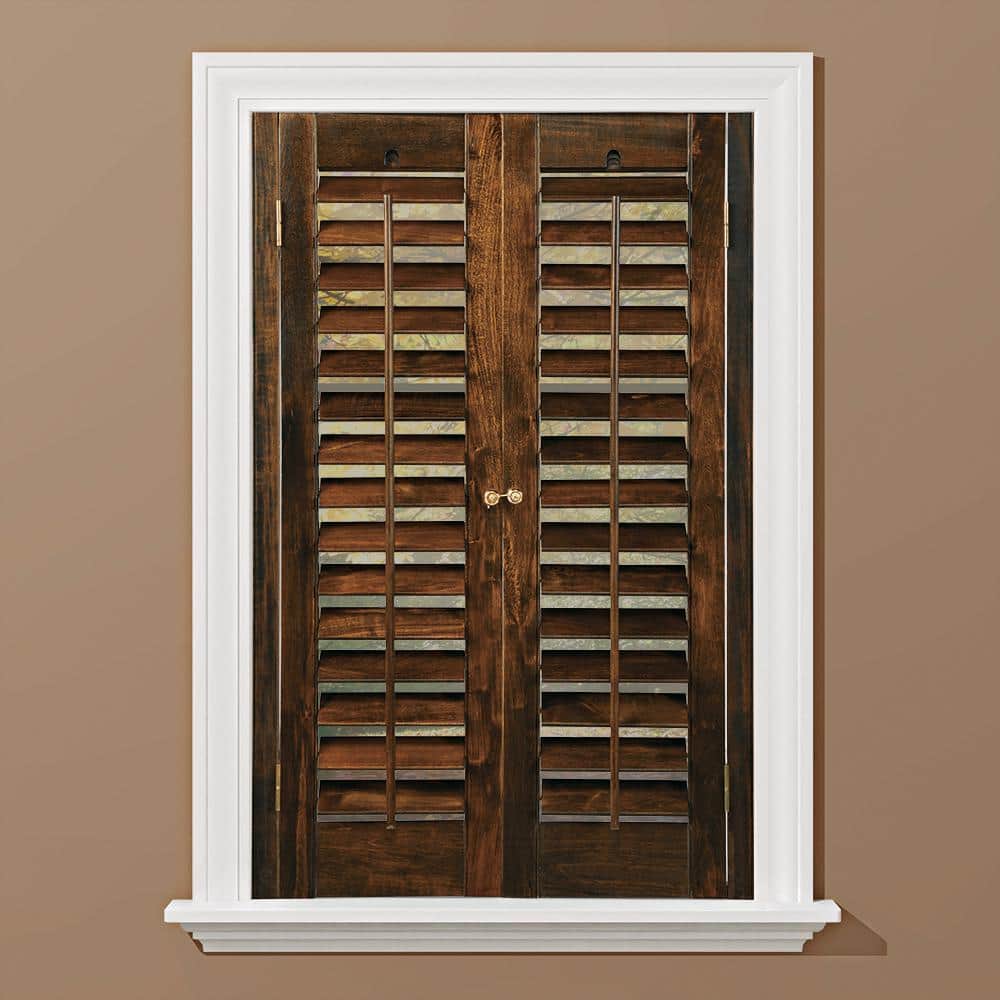 HOME basics Walnut 2-1/4 in. Plantation Real Wood Interior Shutter 29 to 31 in. W x 24 in. L ...