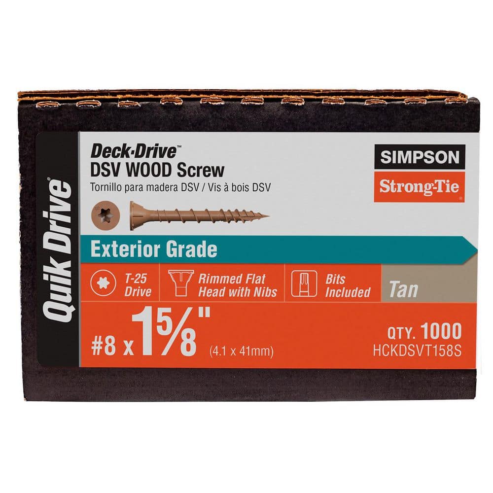 Simpson Strong-Tie #8 x 1-5/8 in. Deck-Drive DSV Collated Wood Screw ...