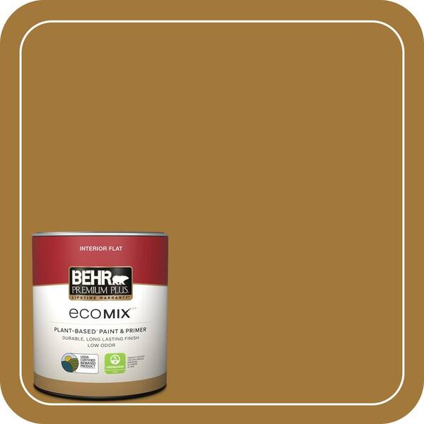 BEHR PREMIUM PLUS 1 qt. #320D-7 Victorian Gold Flat EcoMix Plant-Based ...