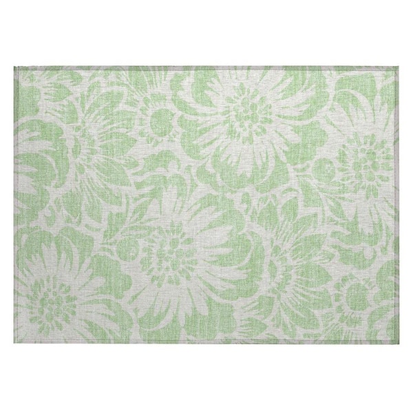HomeRoots Mint Green and Ivory 2 ft. x 3 ft. Woven Floral Rectangle ...