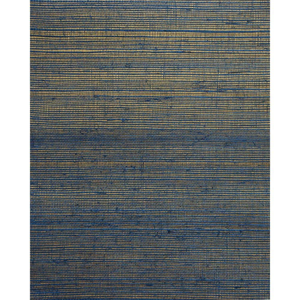 York Wallcoverings Indigo and Gold Plain Sisal Grasscloth Paper ...