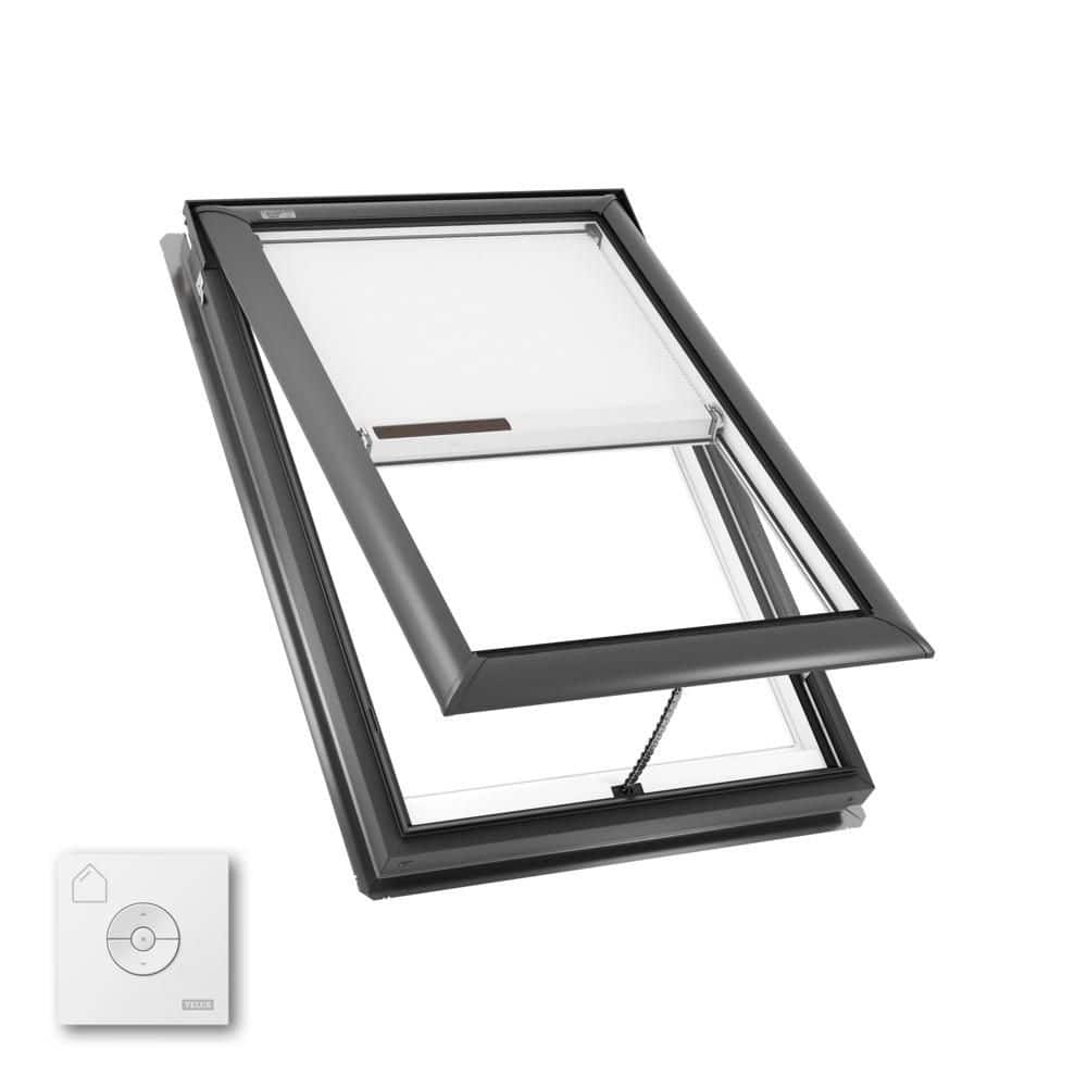 VELUX 30-1/16 x 45-3/4 in. Manual Venting Deck Mount Skylight with Laminated LowE3 Glass, Solar ...