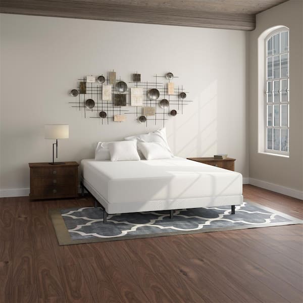 Zinus Queen Metal Box Spring with Wood Slats 4 in. Profile