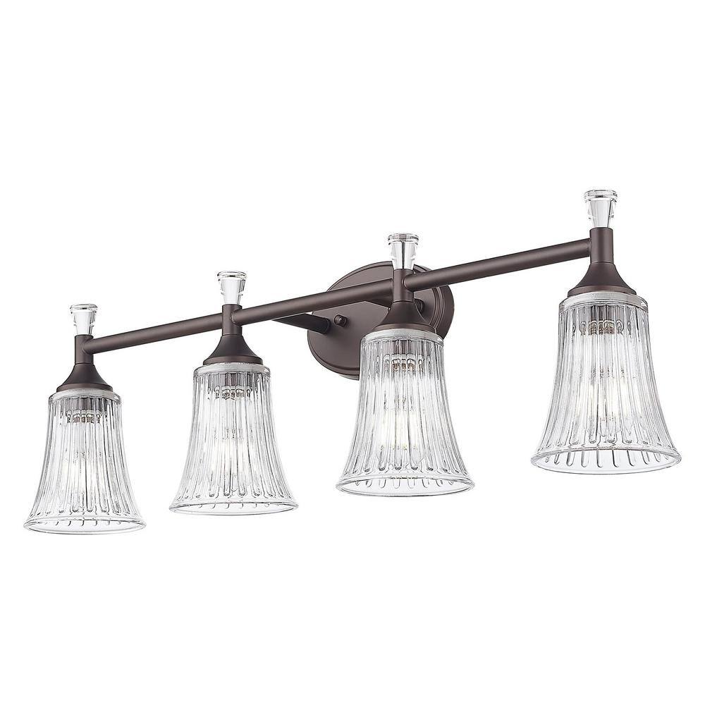 ZACHVO 30 in. Modern 4-Light Oil Rubbed Bronze Finish Vanity Lighting ...