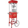 VEVOR 850-Watt 8 oz. Red Popcorn Maker on Wheels Kettle Commercial ...