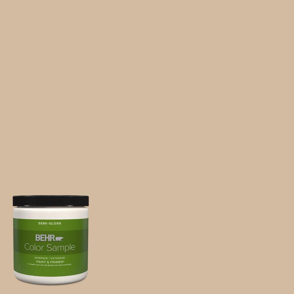 BEHR PREMIUM PLUS 8 oz. #S280-3 Practical Tan Semi-Gloss Interior ...
