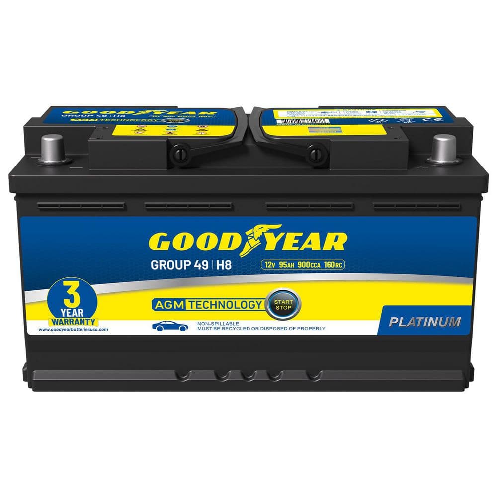 Goodyear 49-H8-AGM BCI Group Size 49 12-Volt 95 AH, 160RC, 900 CCA ...