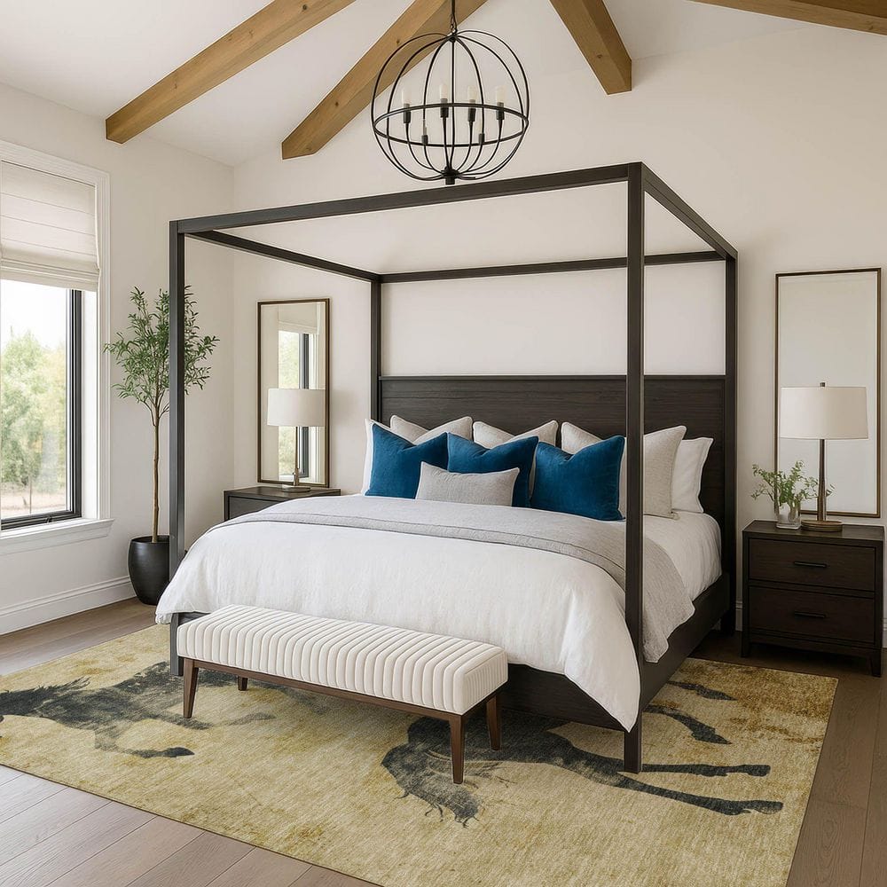 Addison Rugs Mayfield Premium Machine Washable Abstract AMF1717 Gold 9 ...