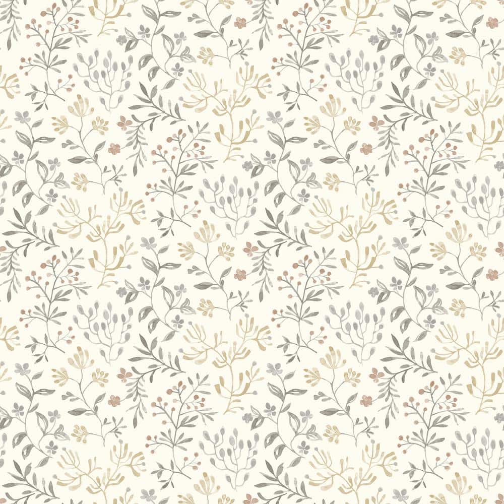 Chesapeake Tarragon Dainty Meadow Grey Prepasted Non Woven Wallpaper ...