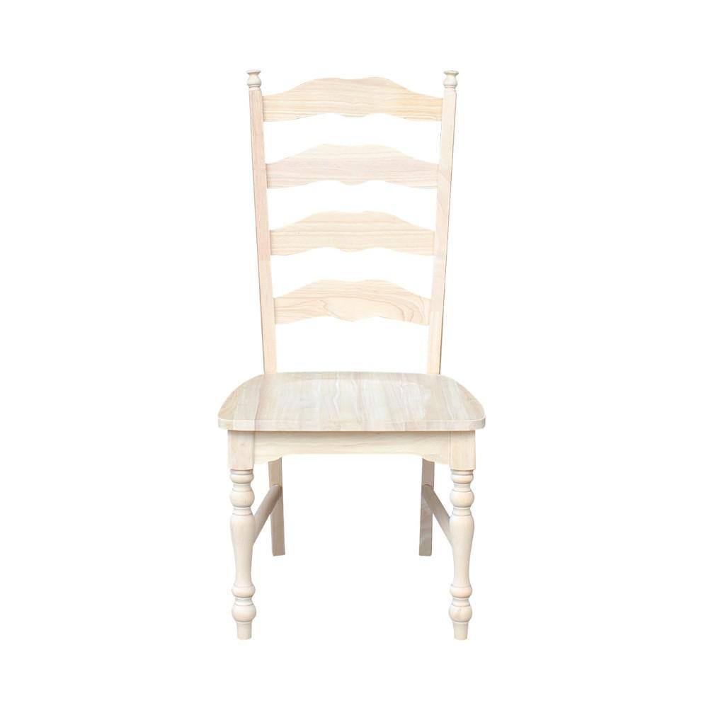 International Concepts Maine Unfinished Wood Ladder Back Dining Chair ...