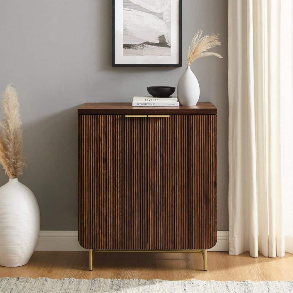 Reviews for Walker Edison Furniture Company Dark Walnut/Gold Wood and ...
