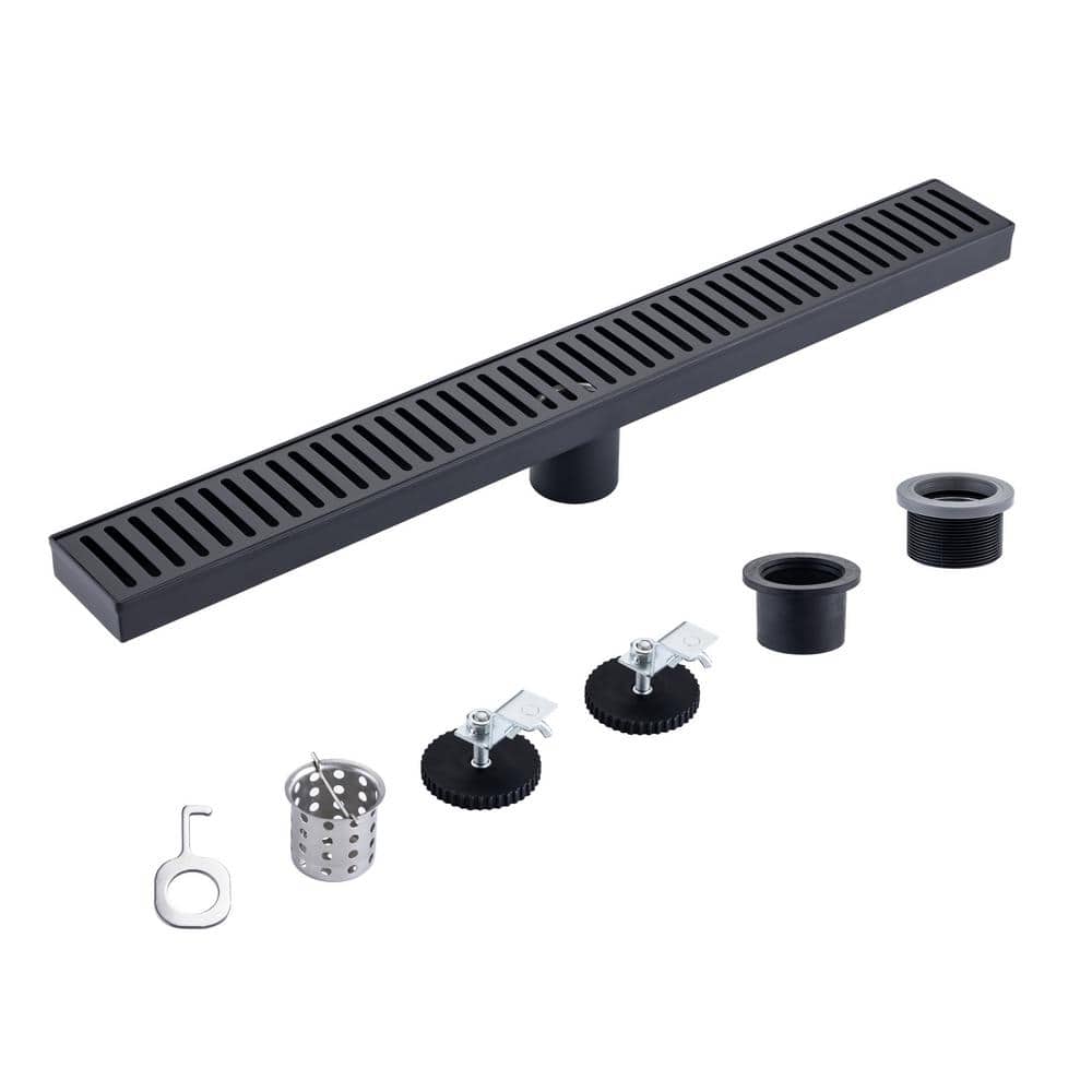 Tahanbath 2.75 in. W x 24 in. D Grid Shower Drain Stainless Steel ...