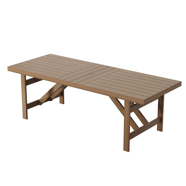 Reviews for FUFU&GAGA Walnut Brown 94 in. Rectangular Aluminum Wood ...