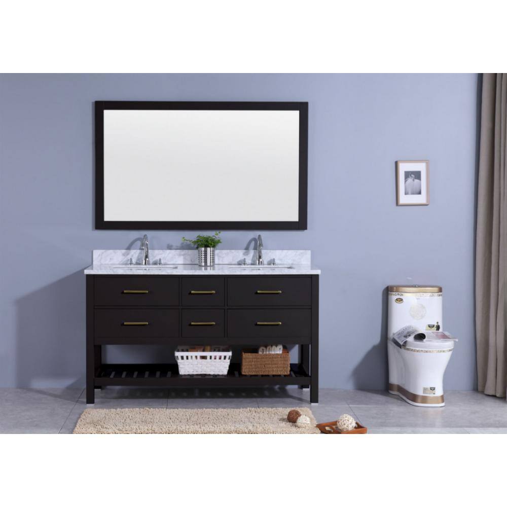 Legion Furniture 61 in. W x 22 in. D Vanity in Espresso with Marble ...