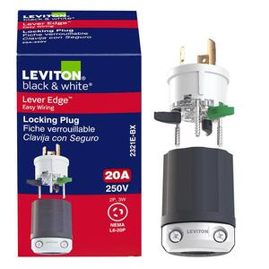 Leviton LeverEdge 20 Amp 250-Volt Locking Plug, Black and White (1-Pack ...