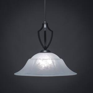 Peabody 60-Watt 1-Light Matte Black Shaded Mini Pendant Light with ...
