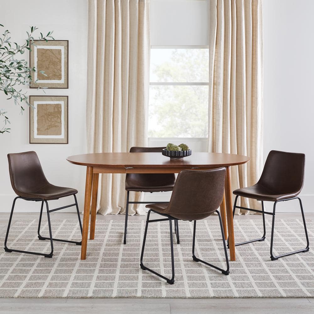 Walker Edison Furniture Company Mid-Century Modern Oval Caramel Solid ...