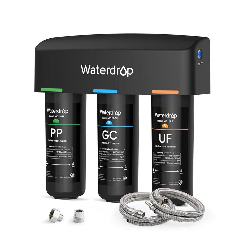 Waterdrop WD-TSA-UF 0.01 μm Ultra Filtration Under Sink Water Filter, 9 ...