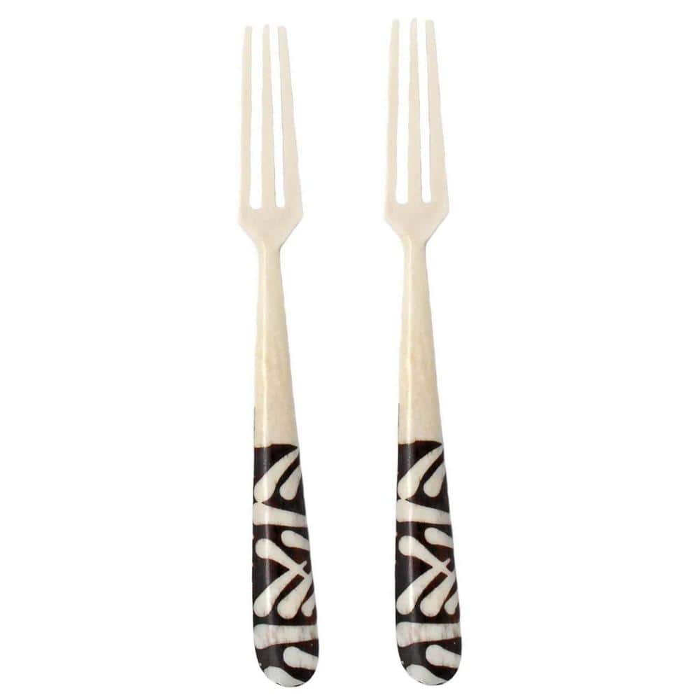 Global Crafts Long Batik Bone Appetizer Fork (Set of 2) KNB019-S2-GWH ...