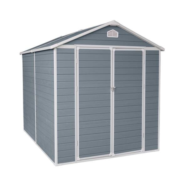 8 ft. x 6 ft. Resin Outdoor Storage Shed-Durable Shed with Floor, 2 ...
