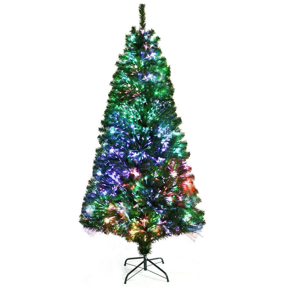ANGELES HOME 7 ft. Pre-Lit Multi-Colored Fiber Optic Spruce Artificial ...
