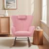 VECELO Pink Nursery Rocking Chair, Teddy Fabric Upholstered Glider ...