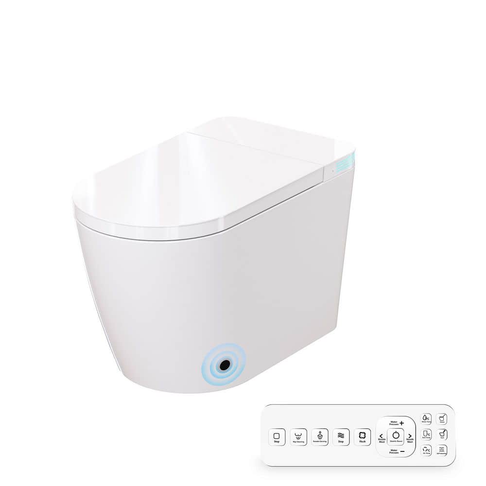 CASAINC Elongated Tankless Ceramics Smart Bidet Toilet 1. 28 GPF in ...