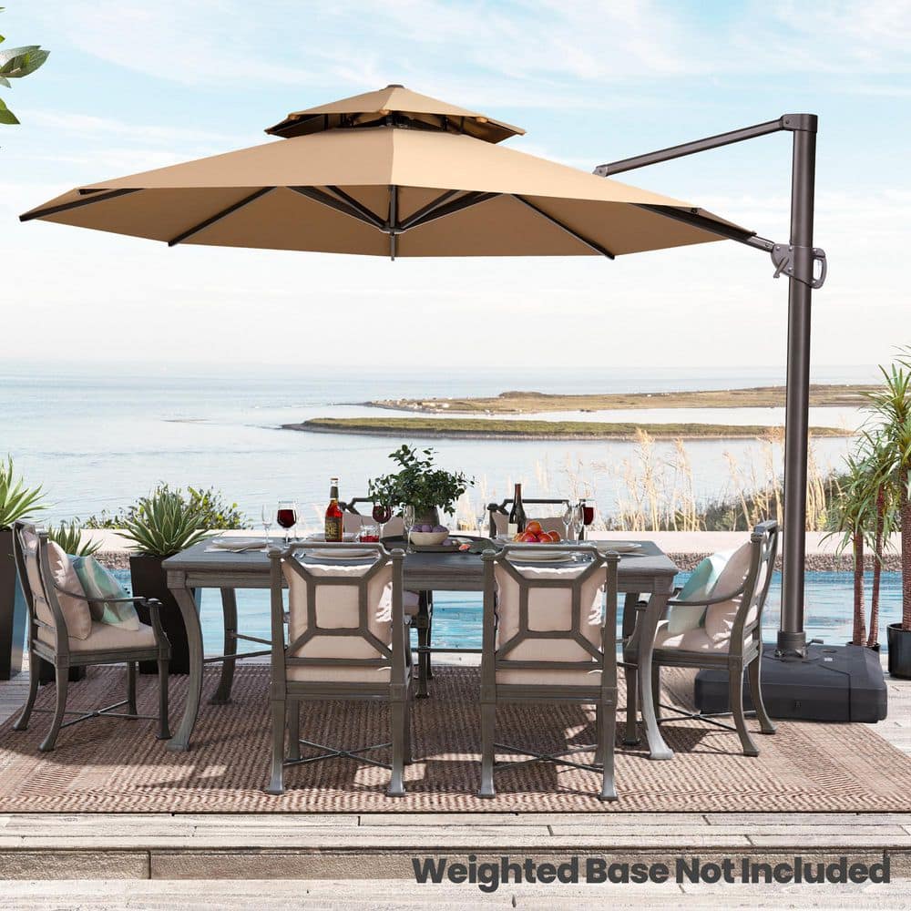 Crestlive Products 13 ft. Double Top Octagon Cantilever Patio Umbrella ...