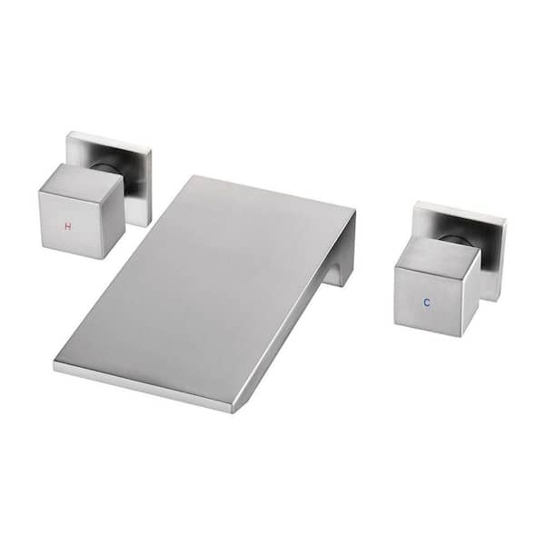 cobbe Double-Handle Rectangular Waterfall Wall Mounted Bathroom Faucet ...
