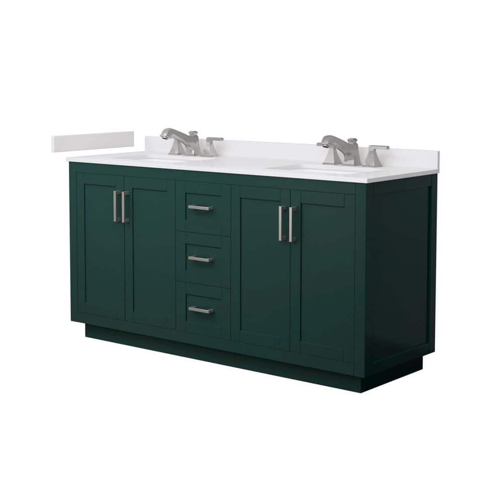 Wyndham Collection Miranda 66 in. Double Freestanding Green Bath Vanity ...