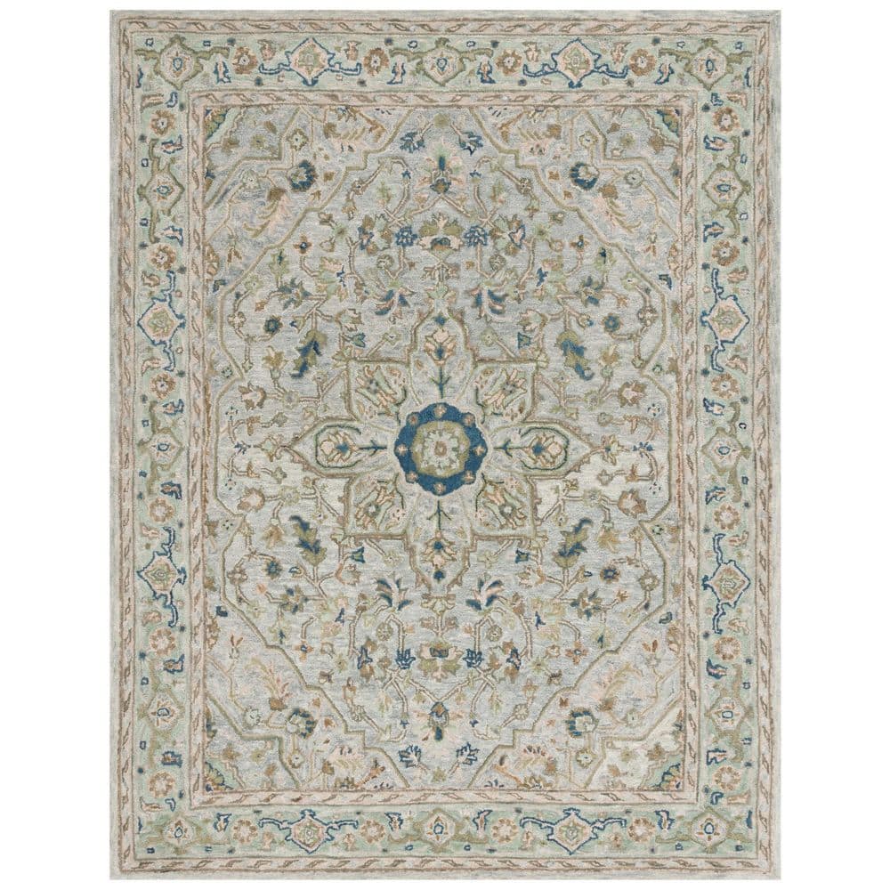 SAFAVIEH Heritage Ivory/Blue 8 ft. x 10 ft. Border Floral Area Rug ...