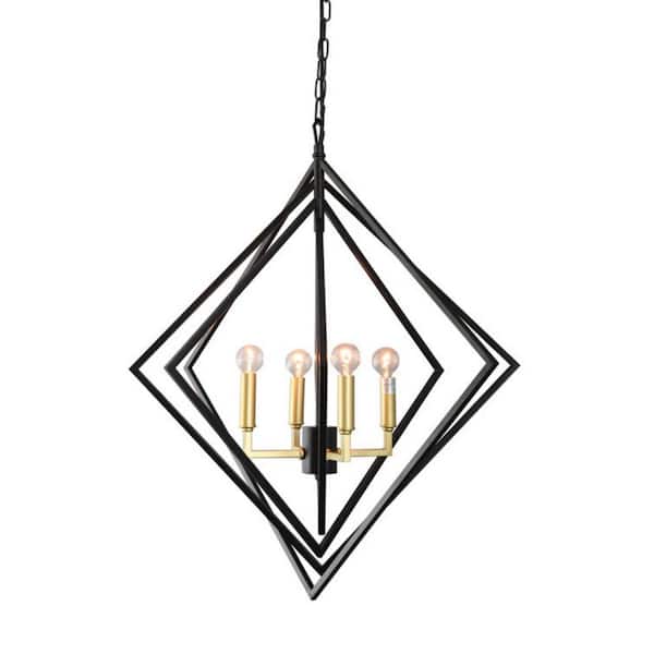 INNOBULE 4-Light Black Chandelier HEL-UL308 - The Home Depot