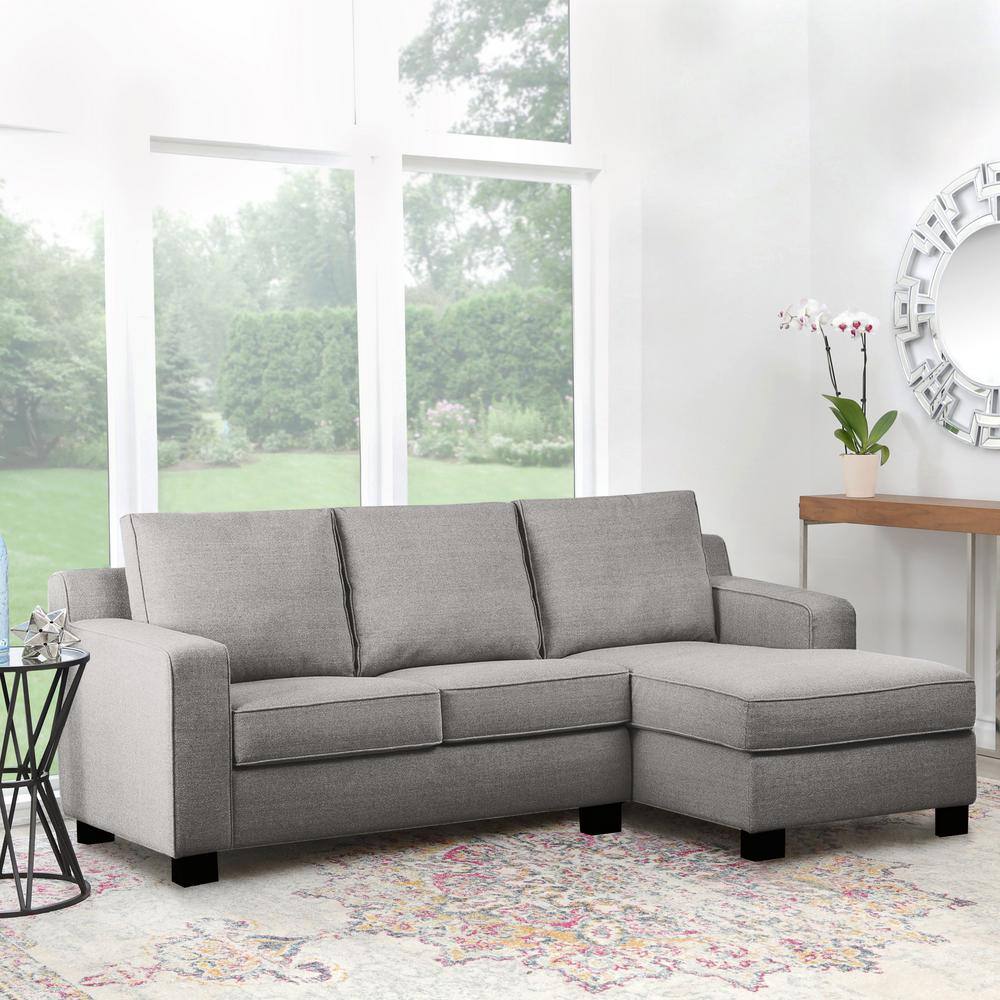 DEVON & CLAIRE Beverly 67.8 in Light Gray Polyester Fabric Upholstered ...