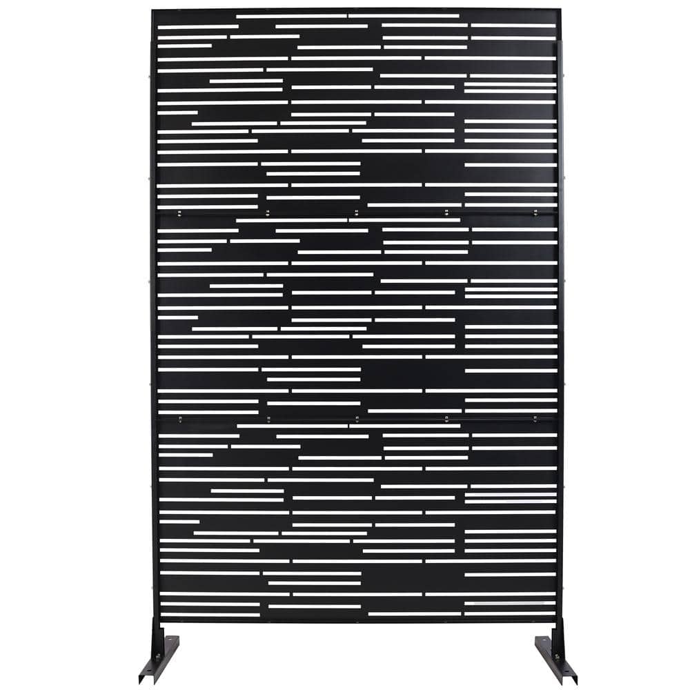 Kahomvis 6.3 ft. x 4 ft. Black Outdoor Steel Decorative Privacy Screen ...