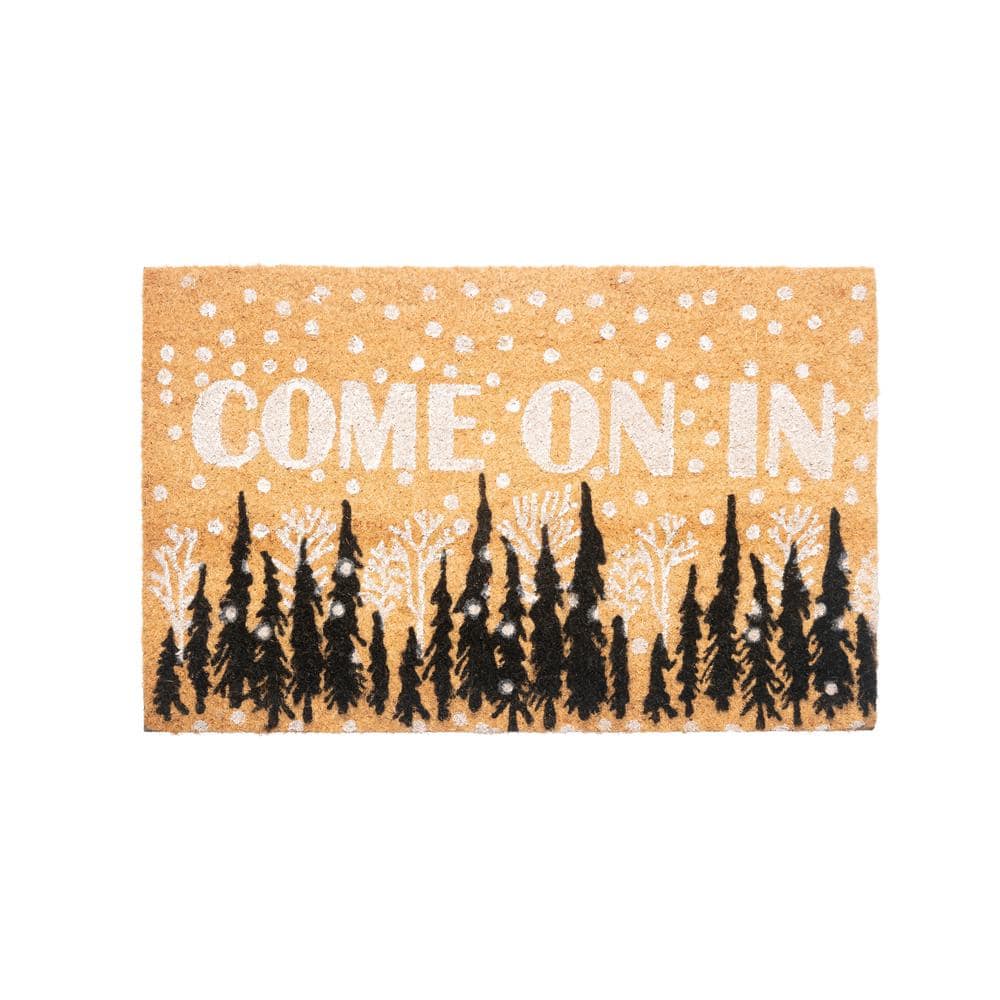 Storm Stopper Come on In Black/White/Natural 18 in. x 28 in. Coir Door ...