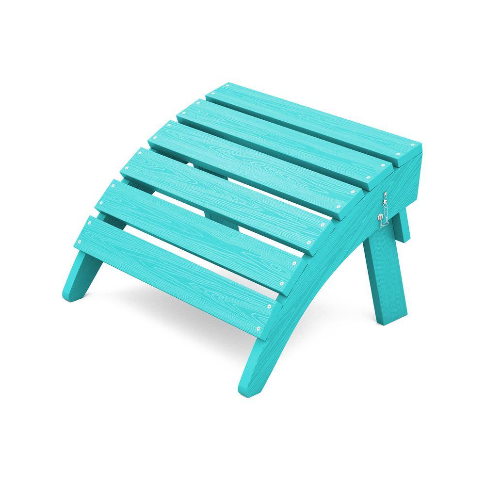 JEAREY HDPE Folding Plastic Outdoor Ottoman for Adirondack in Peacock ...