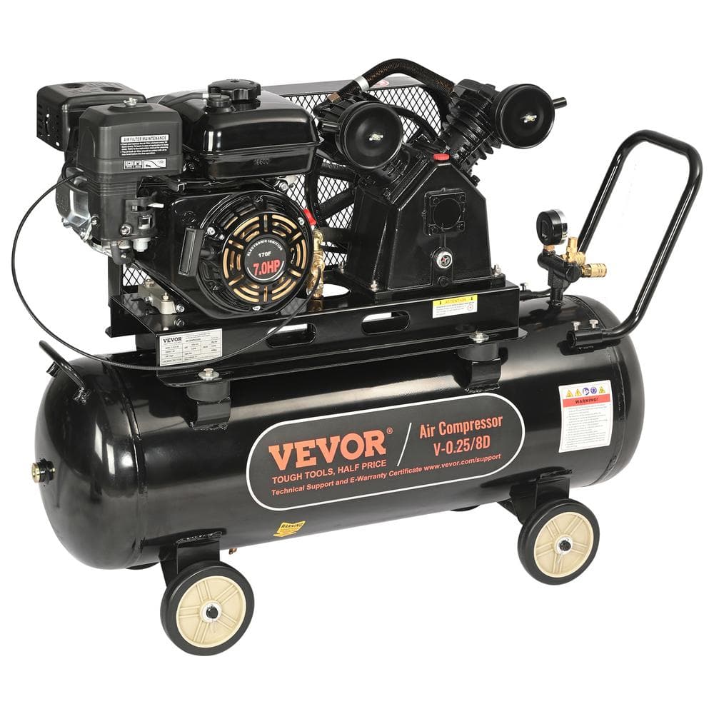 VEVOR 7HP Gas Powered Air Compressor, 21 Gallon Horizontal Air ...