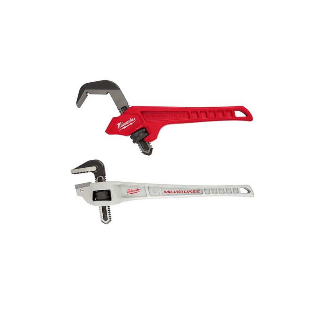 Milwaukee 18 in. Aluminum Offset Pipe Wrench and 12 in. Steel Offset ...