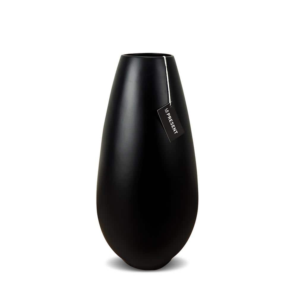 Drop Wide Tall Ceramic Vase In Black Matte 13.7 in. Height D380.160 ...