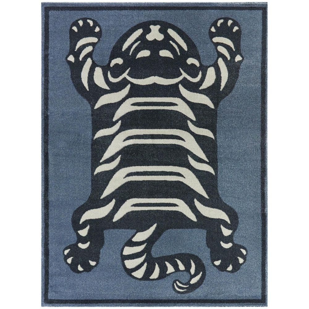 BALTA Tigris Blue 5 ft. 3 in. x 7 ft. Animal Print Area Rug 3099991 ...
