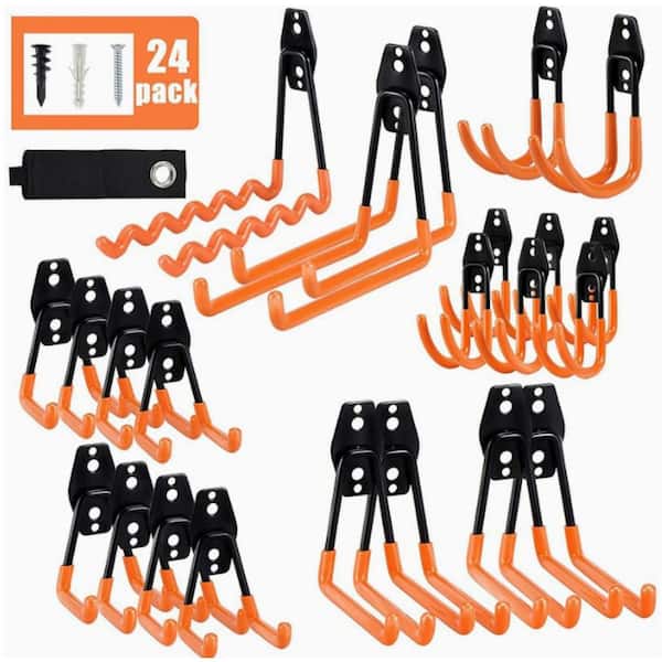 Wellco Garage Hooks Orange Heavy-Duty Metal Hook Set Double Hook Style ...
