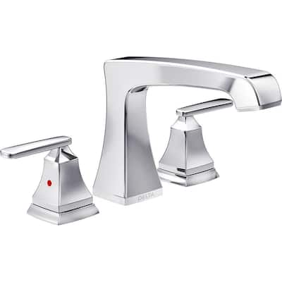 Delta Ashlyn 8 in. Widespread 2-Handle Bathroom Faucet with Metal Drain Assembly in Chrome 3564 ...
