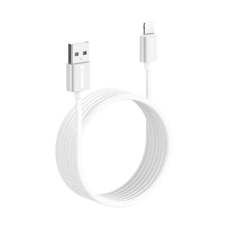 Emerald 10 ft. Braided Cable Lighting to Standard USB Charging Cable ...