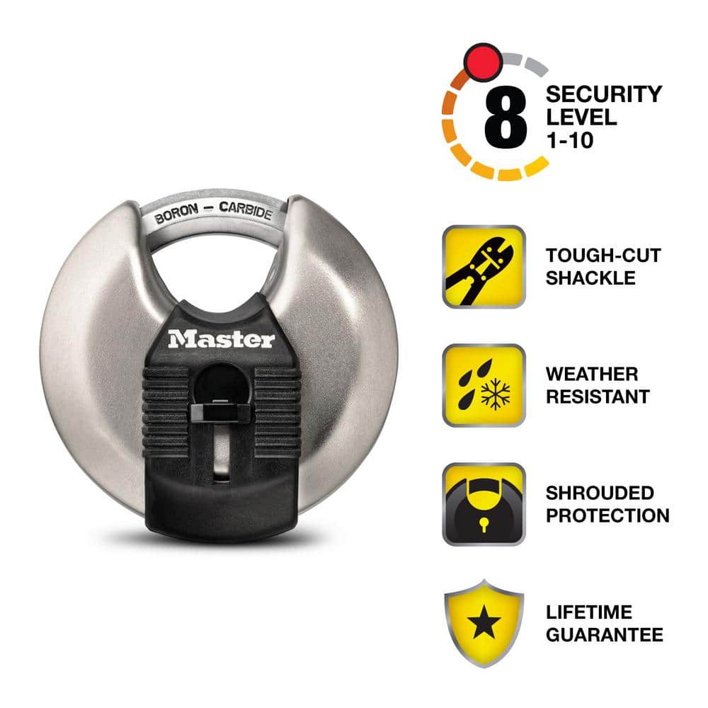 Master Lock Heavy Duty Outdoor Shrouded Padlock with Key, 3-1/8 in ...
