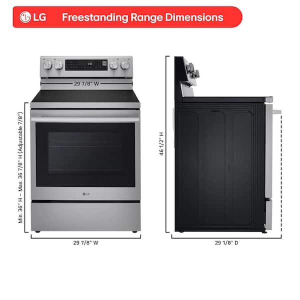 LG 30 in., 6.3 cu. ft. Smart Wi-Fi True Convection Insta View 5-Burner ...