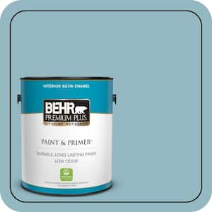 BEHR PREMIUM PLUS 8 oz. #PPU13-09 Tahoe Blue Satin Enamel Interior ...