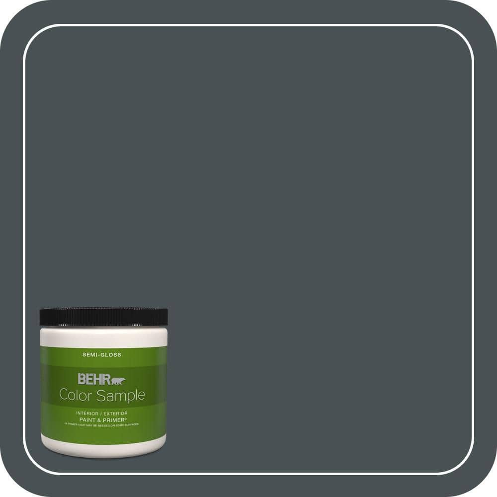 BEHR PREMIUM PLUS 8 oz. #720F-7 Dark as Night Semi-Gloss Interior ...